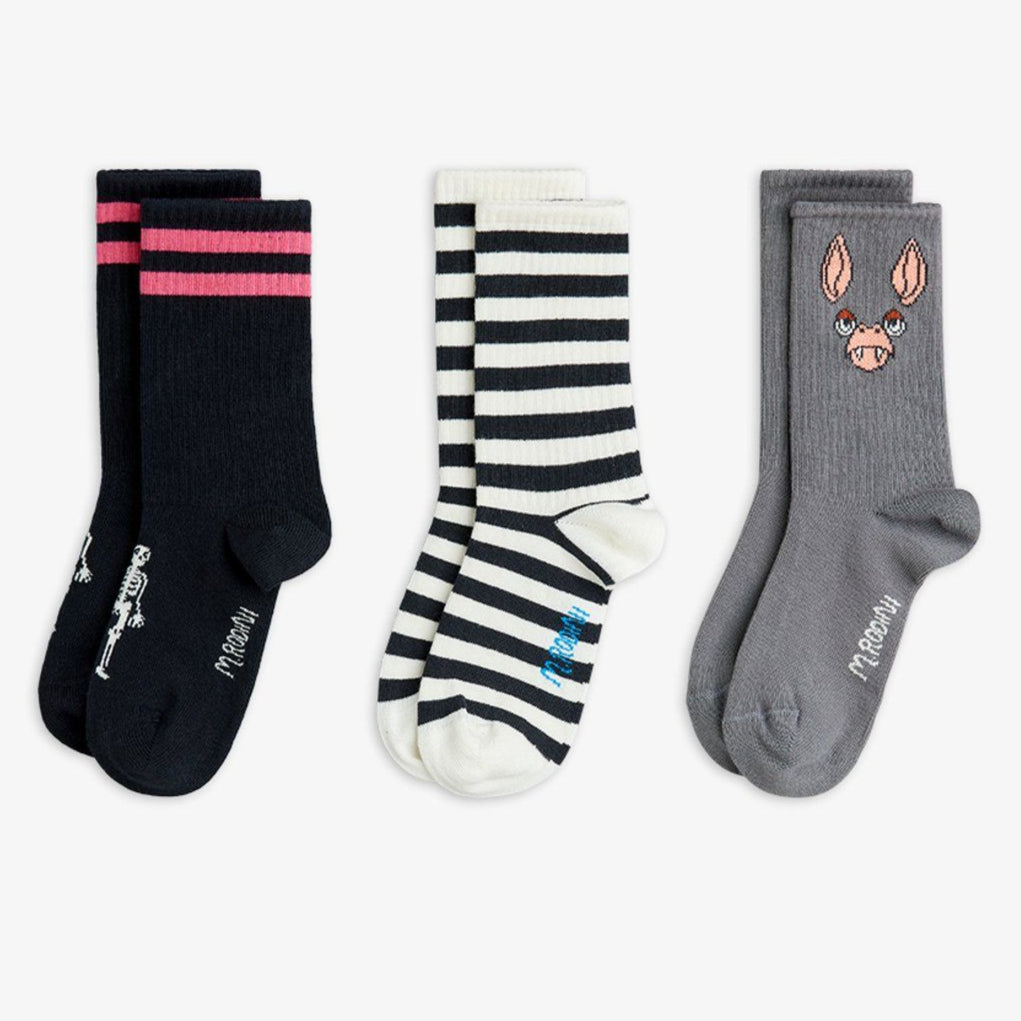 Mini Rodini Halloween Bat 3-pack Sock Set – Black Wagon Kids
